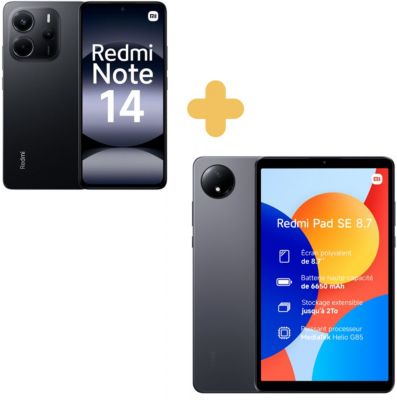 Smartphone XIAOMI Pack Redmi Note 14 Noir 256Go + Tab Redmi Pad SE 64Go ...