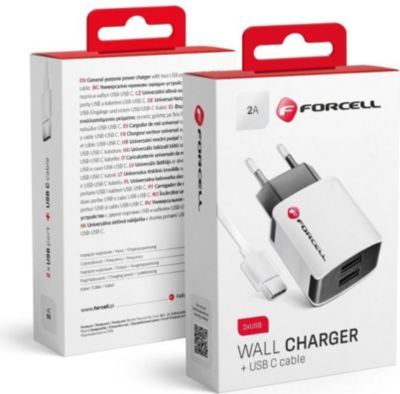 Chargeur secteur FORCELL universel 2A + câble Type C | Boulanger